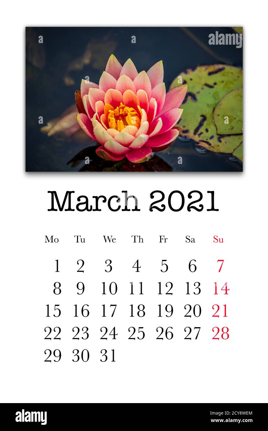 Calendar card for the month of March 2021 Stock Photo - Alamy