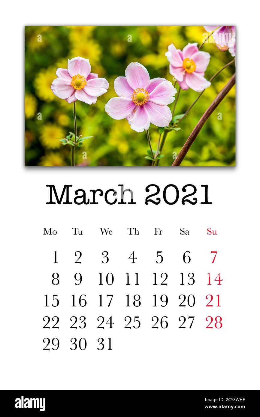 March 2021 calendar hi-res stock photography and images - Alamy