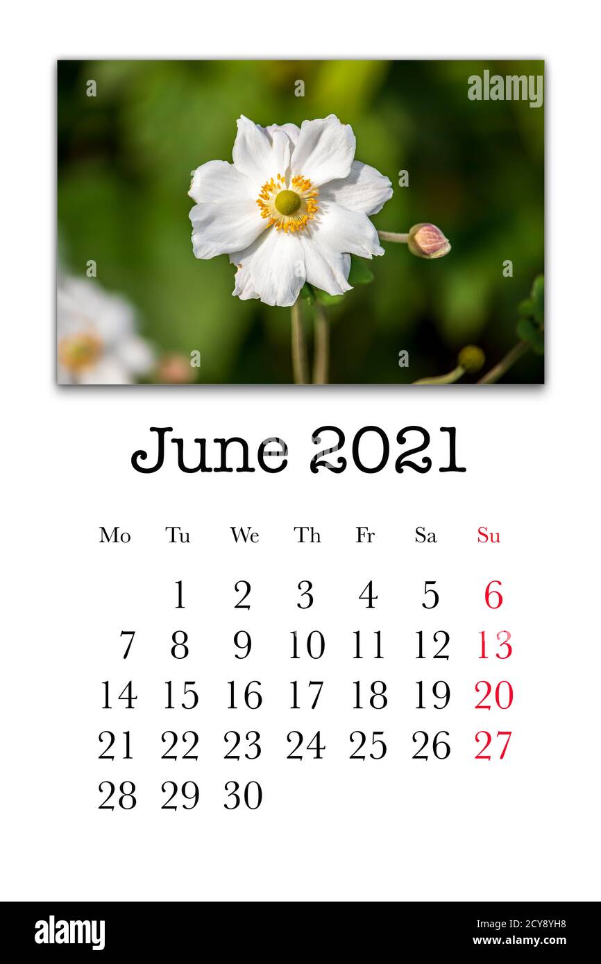 Calendar card for the month of June 2021 Stock Photo - Alamy