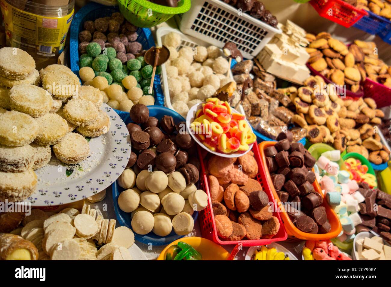 Traditional sweets at Corpus Christi celebration in Ecuador Stock Photo ...