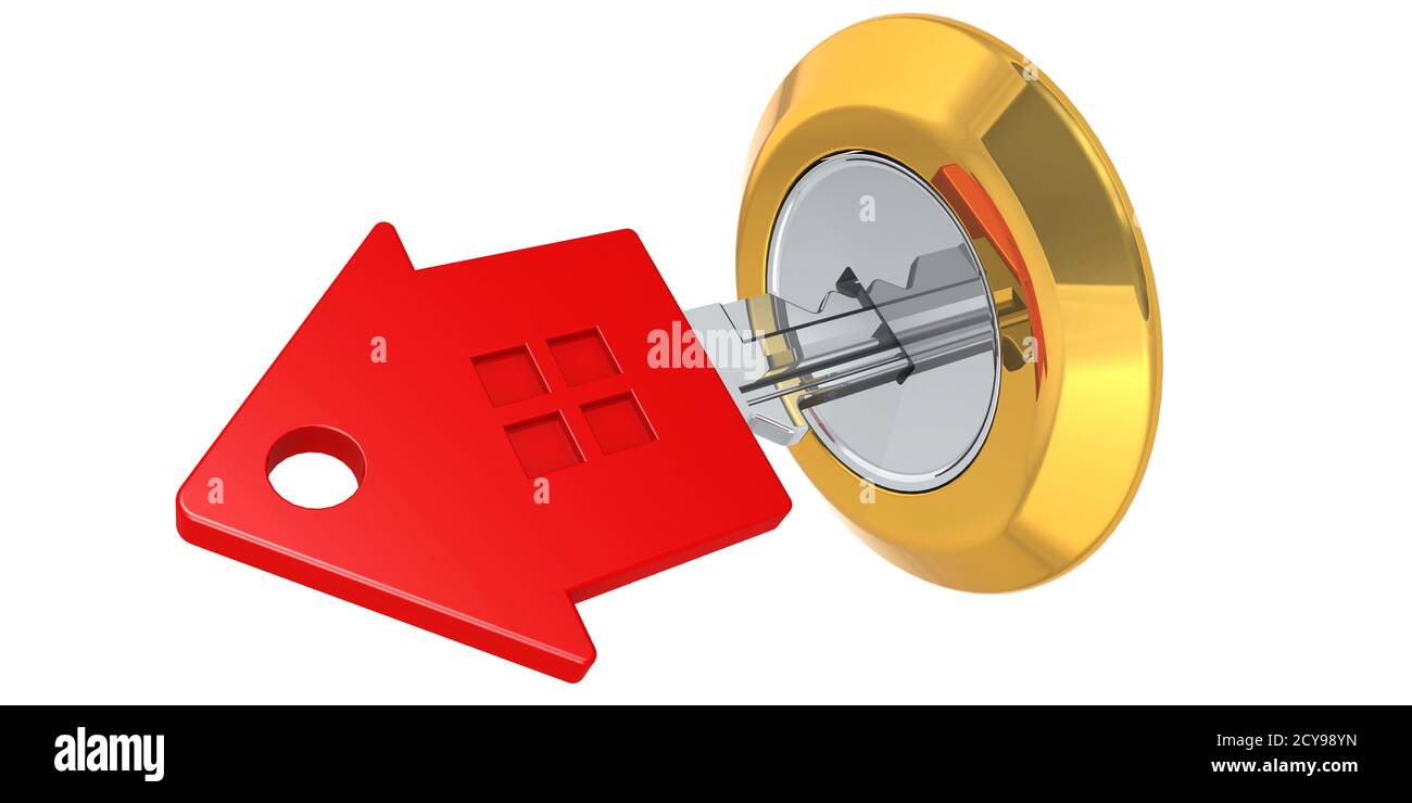 3d home key red house metal security hi-res stock photography and ...