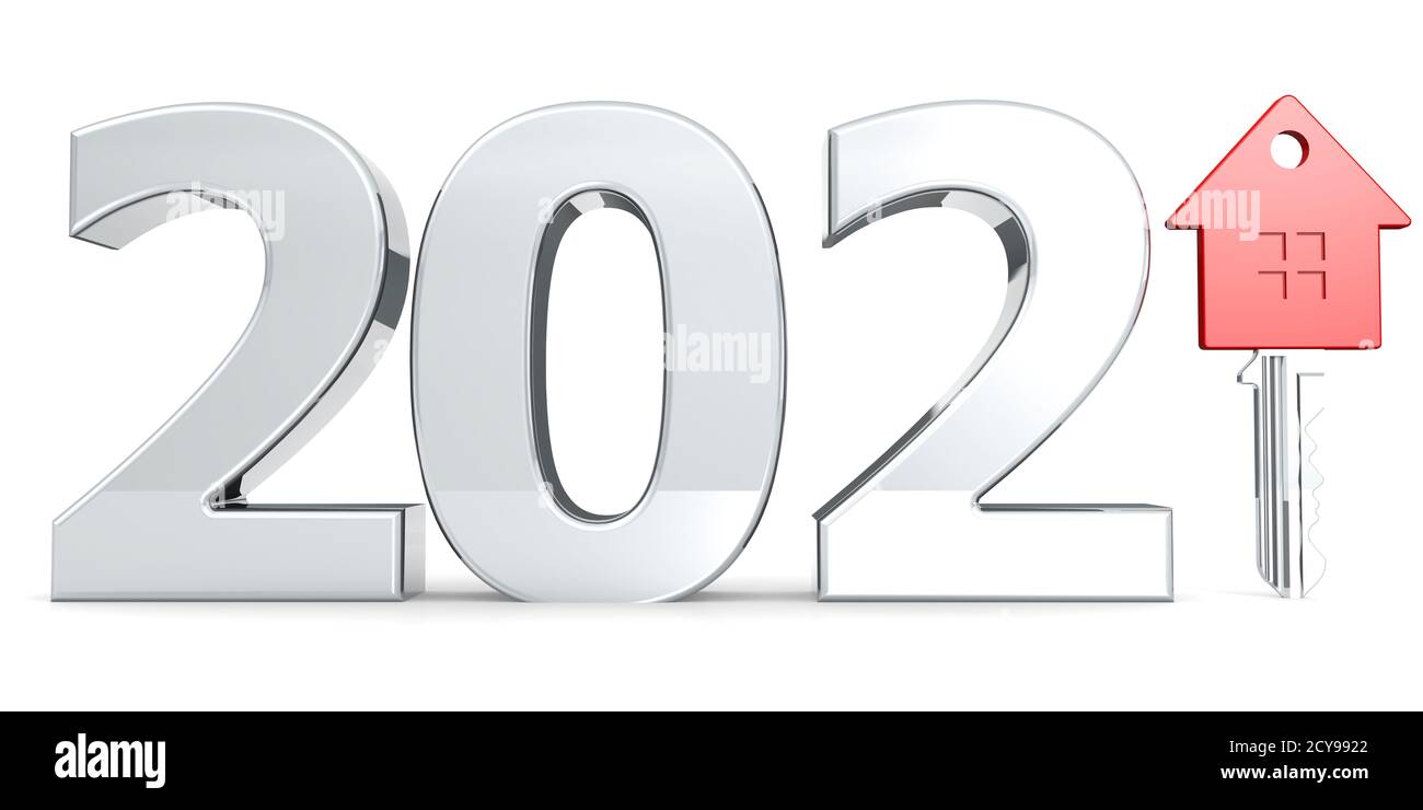 Red house key with year 2021, 3D rendering Stock Photo - Alamy