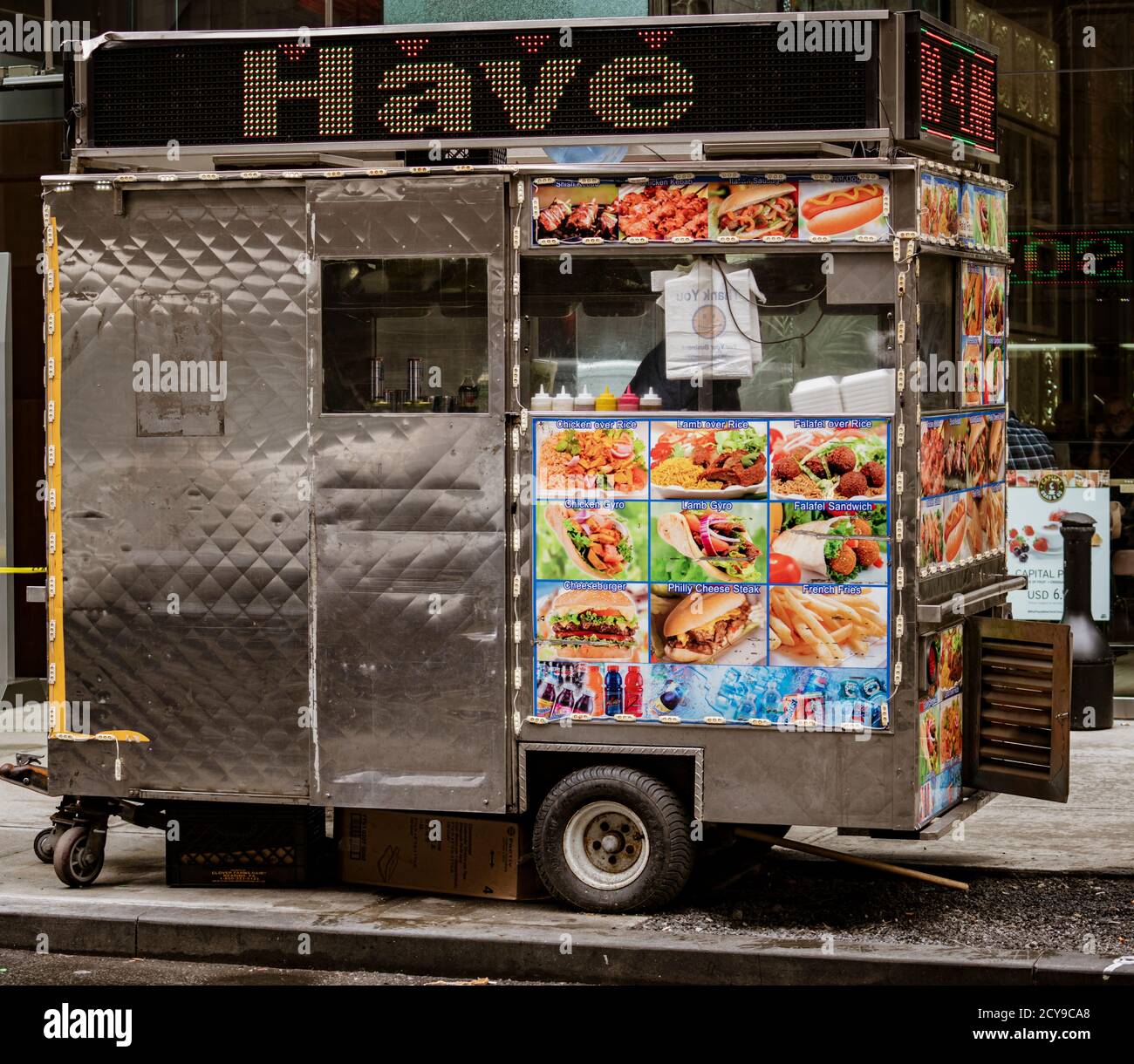 New York City, New York, Feb 15, 2018: Food vendor cart in New York ...