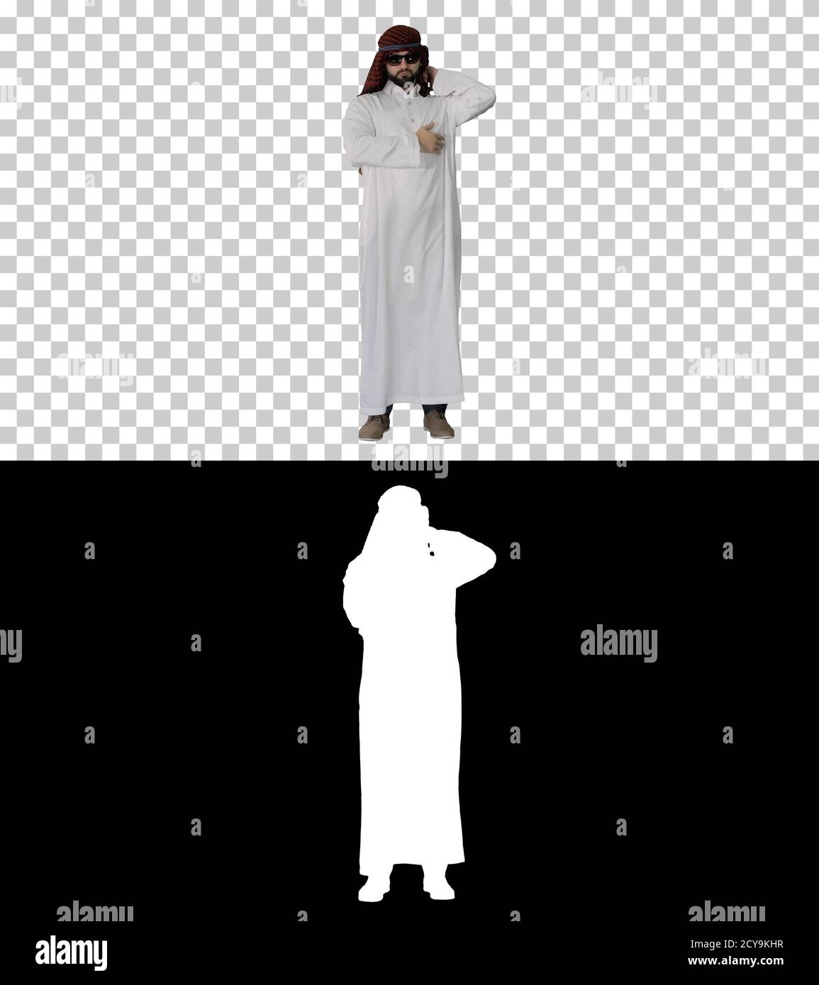 Cool sheikh in sunglasses posing, Alpha Channel with Silhouette Stock ...