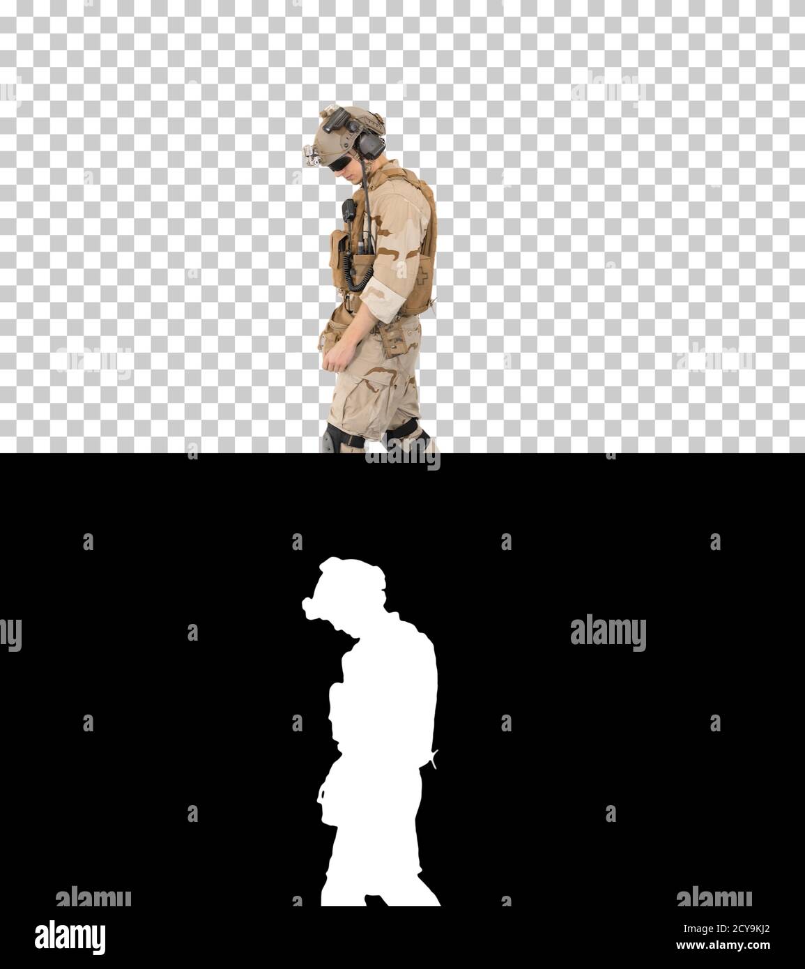 US Army rangers walking by, Alpha Channel with Silhouette Stock Photo ...