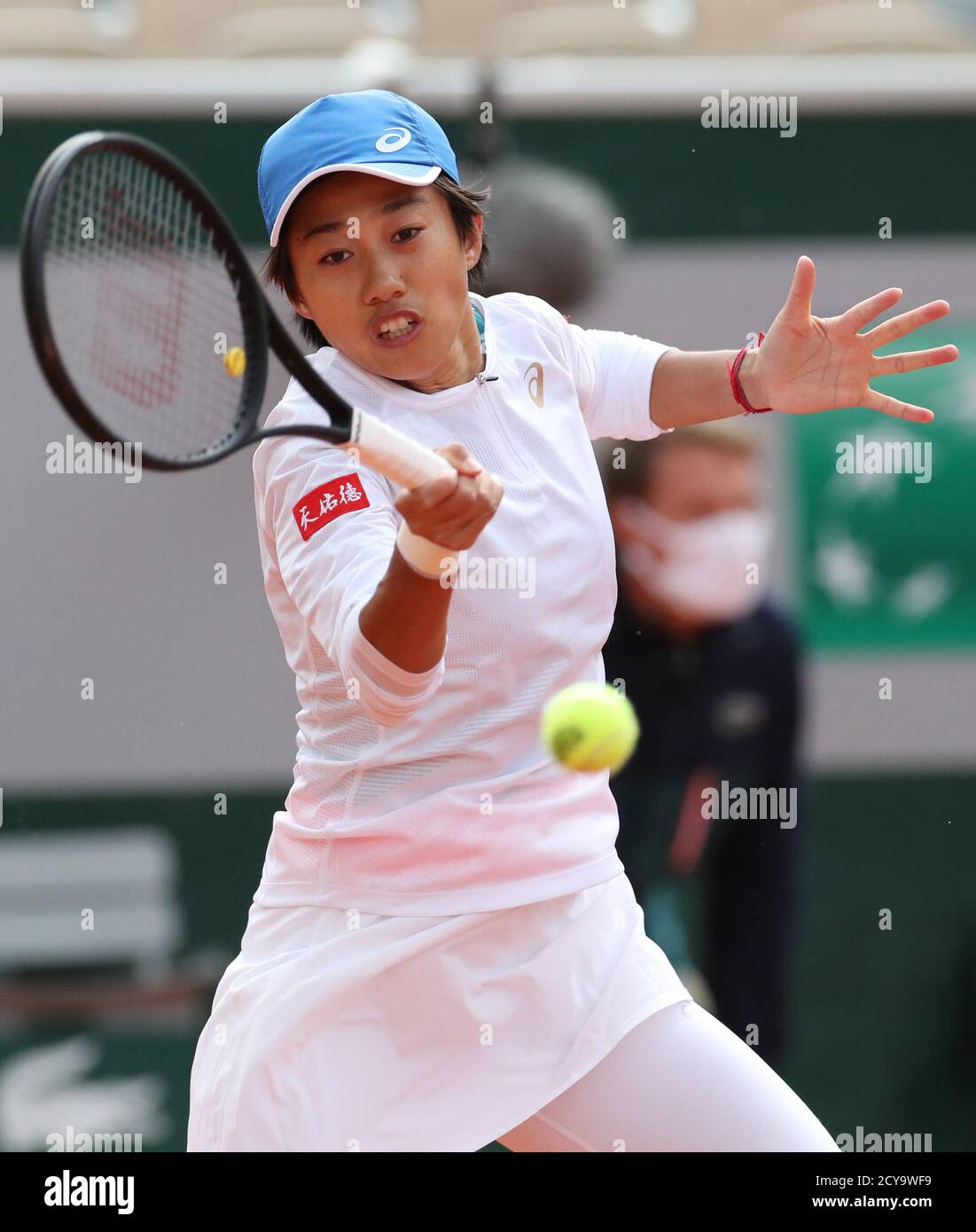 Paris, Paris, France. 1st Oct, 2020. Zhang Shuai of China returns a hit ...