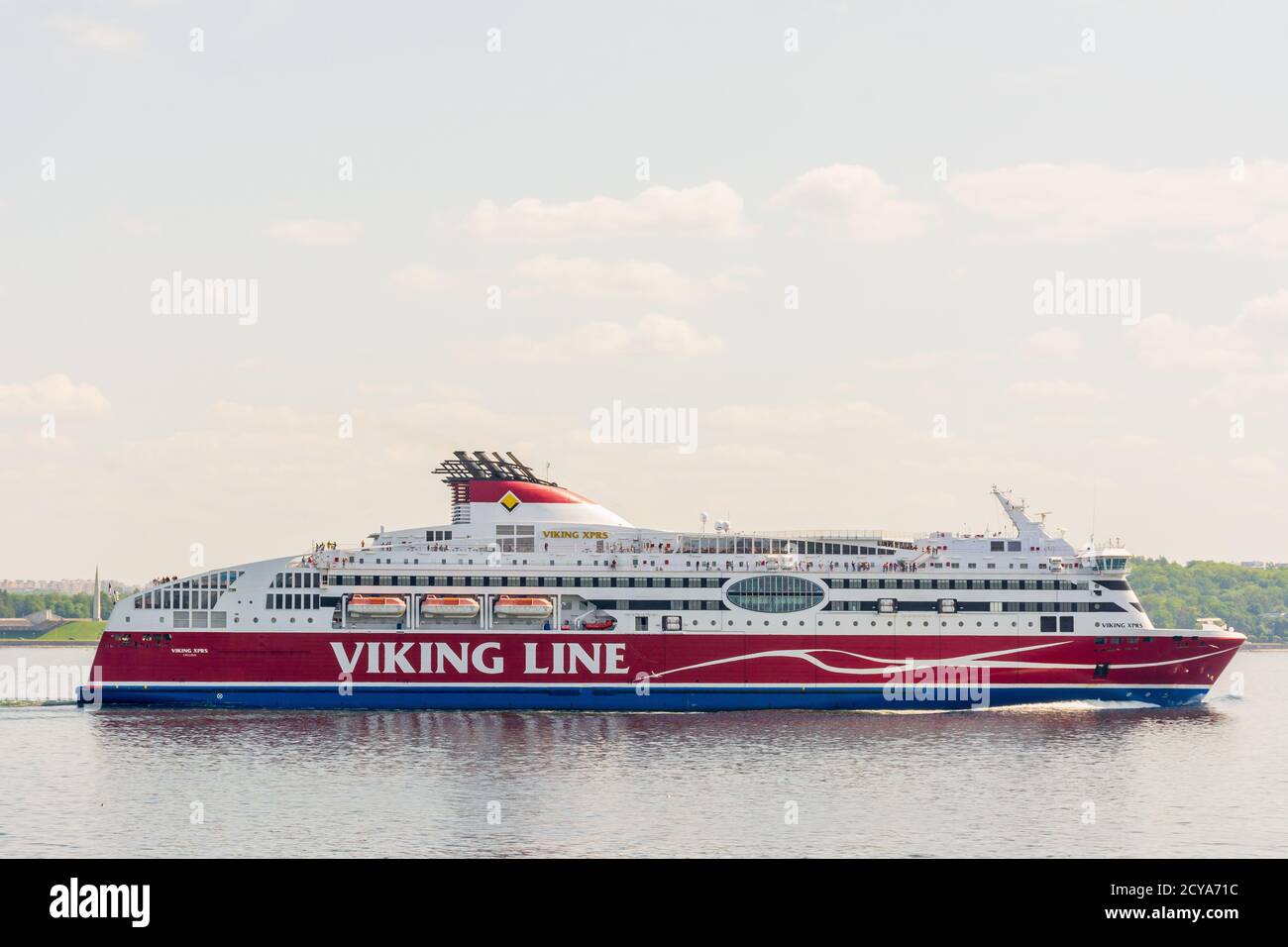Viking line ferry Viking XPRS arriving passenger harbour in Tallinn ...