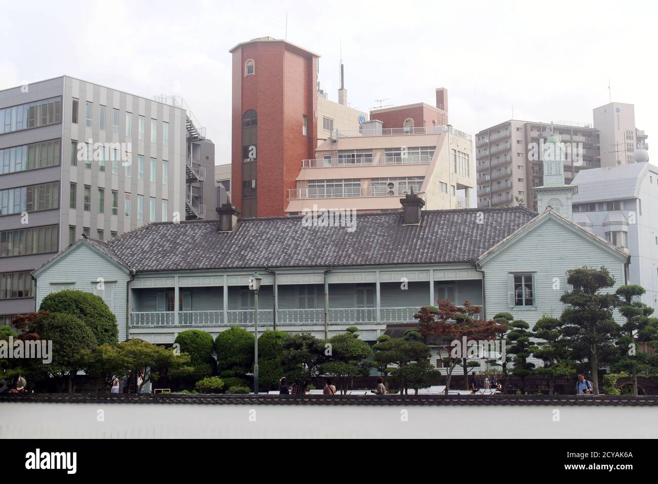 Tourists visiting Dejima Museum main building. Taken in August 2019 ...