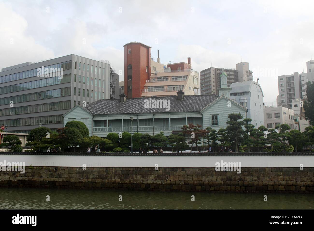 Tourists visiting Dejima Museum main building. Taken in August 2019 ...