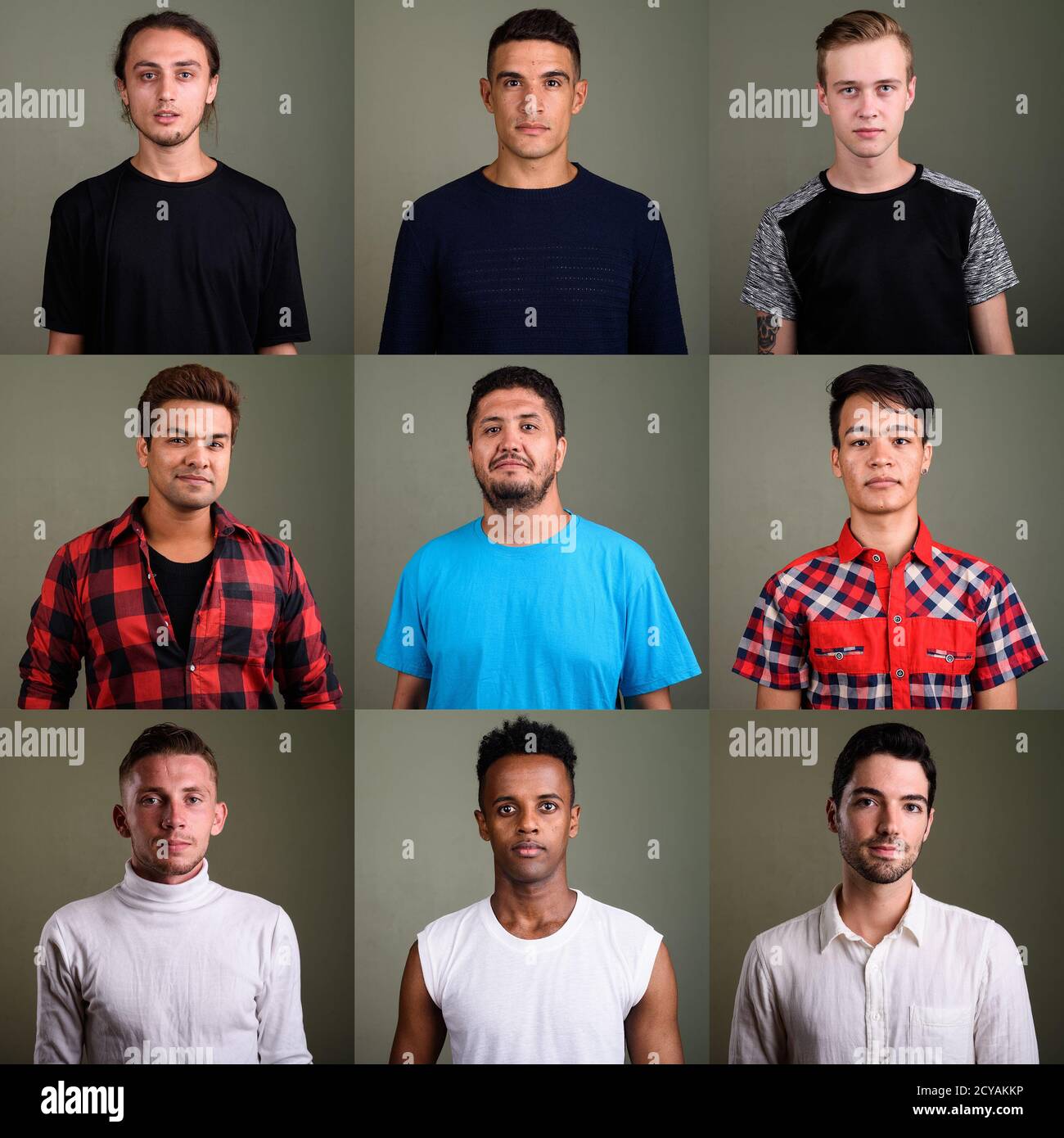 Collage of diverse and multi ethnic young men Stock Photo - Alamy