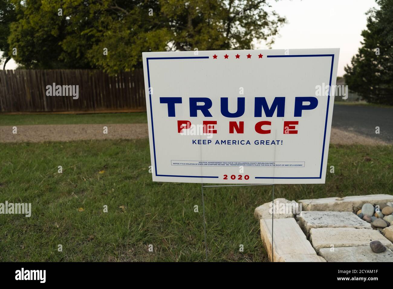 American political sign frequently displayed on lawns and yards before ...