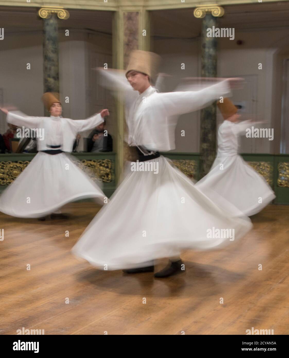 Blurred Whirling Dervishes practice their dance in Istanbul, Turkey on ...