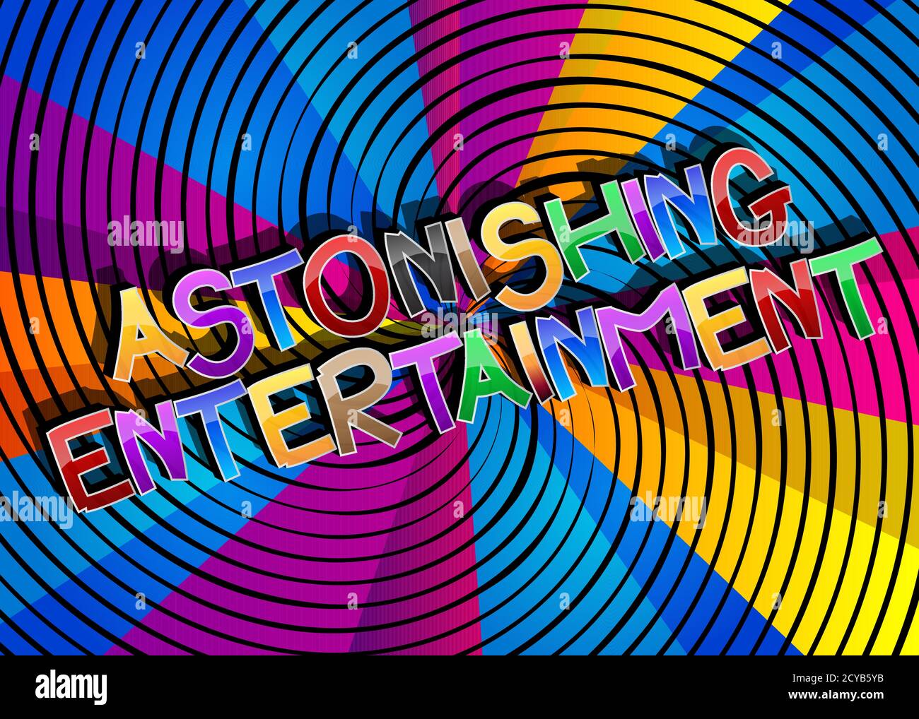 Astonishing Entertainment Comic book style cartoon words on abstract ...