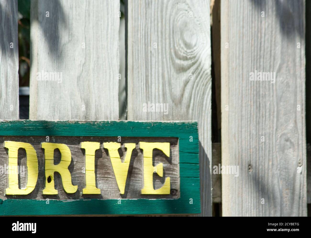 Drive Sign On Driveway Fence Stock Photo - Alamy