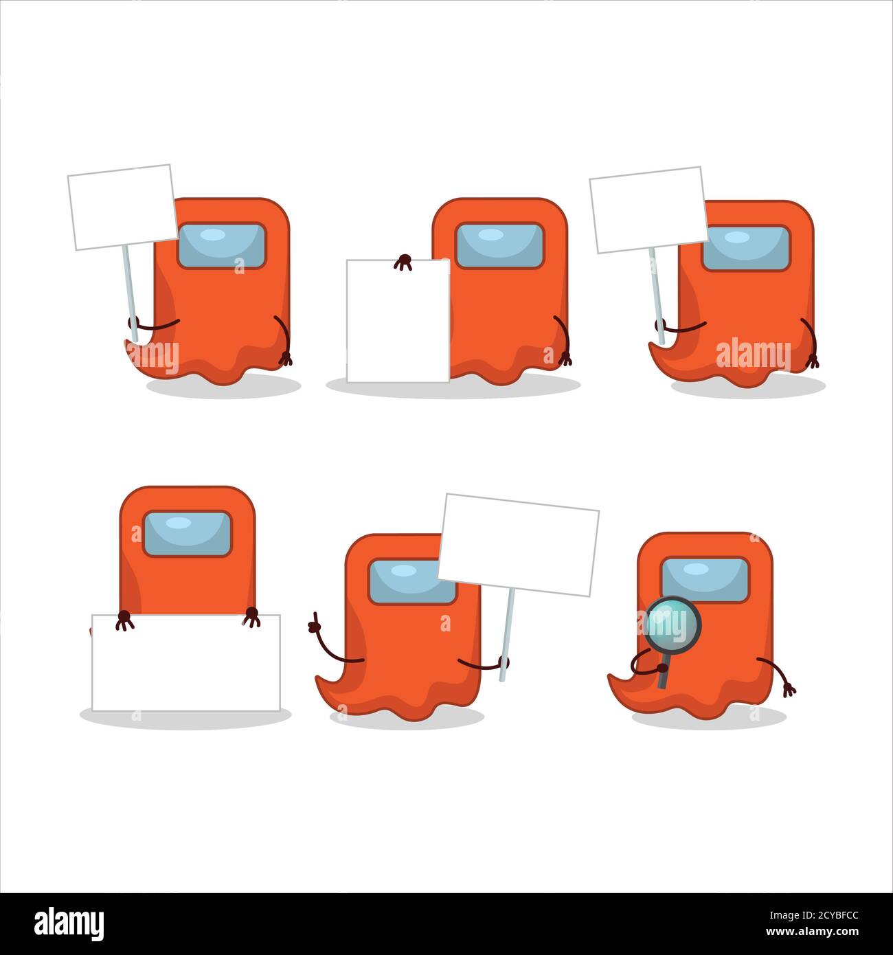 Ghost among us orangecartoon character bring information board Stock ...