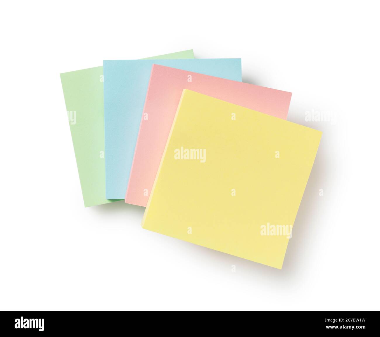 Four colorful sticky notes on a white background Stock Photo - Alamy