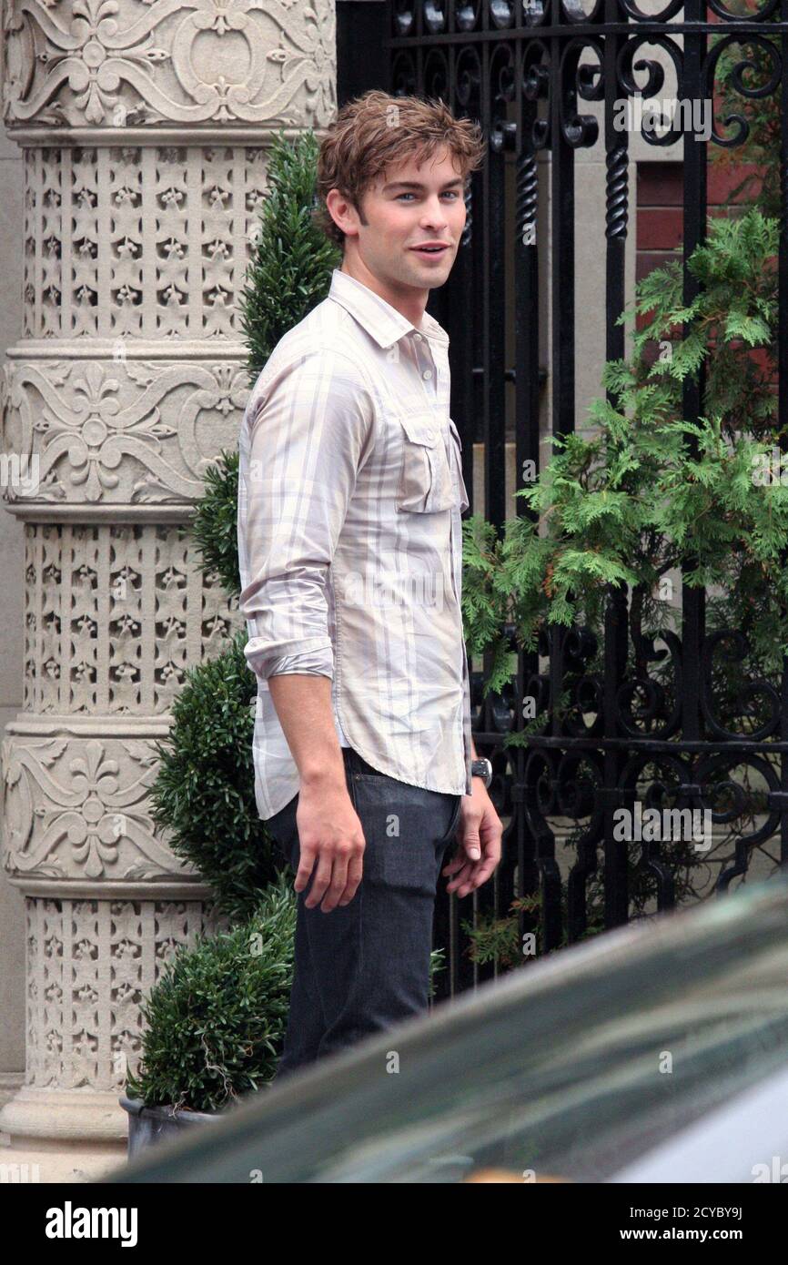 Chase Crawford filming The CW's "Gossip Girl" in New York City on July ...