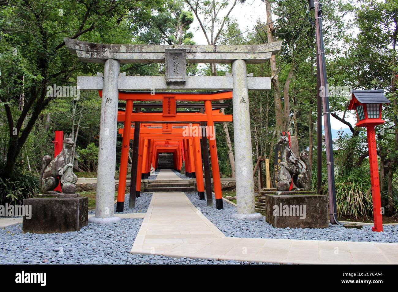 Entrance of torii gates at inari jinja of Suwa Shrine in Nagasaki ...