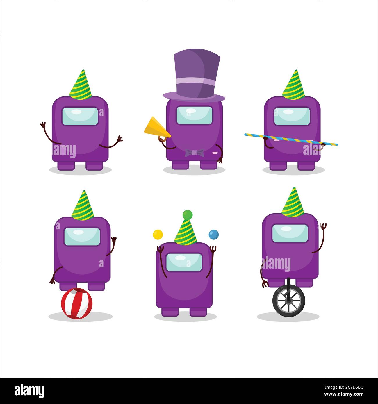 Cartoon character of among us purple with various circus shows Stock ...