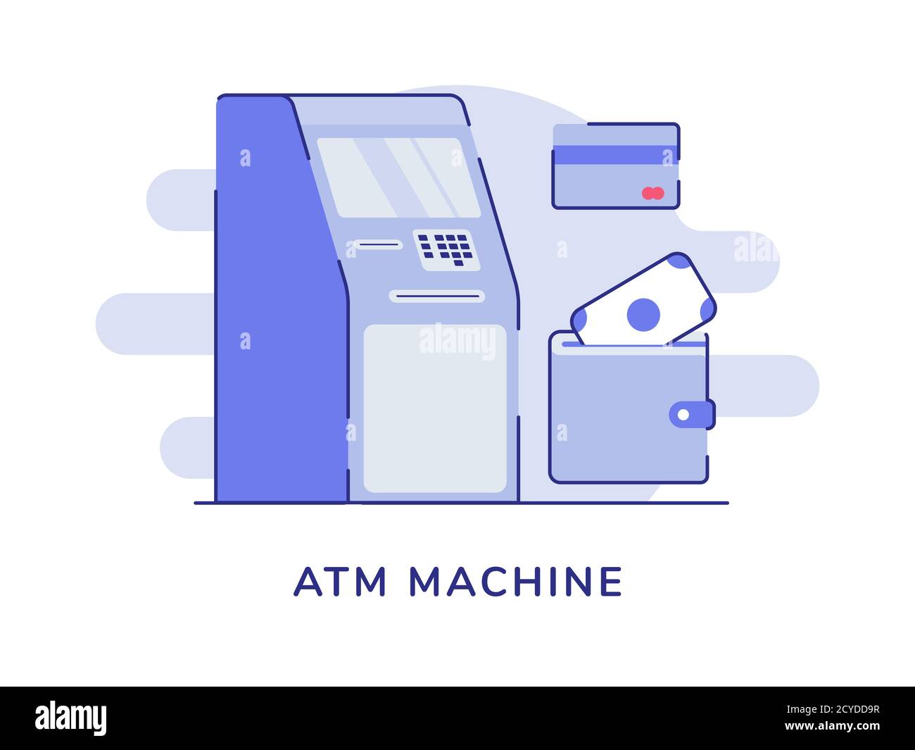 ATM machine concept money withdrawal automatic card bank white isolated ...