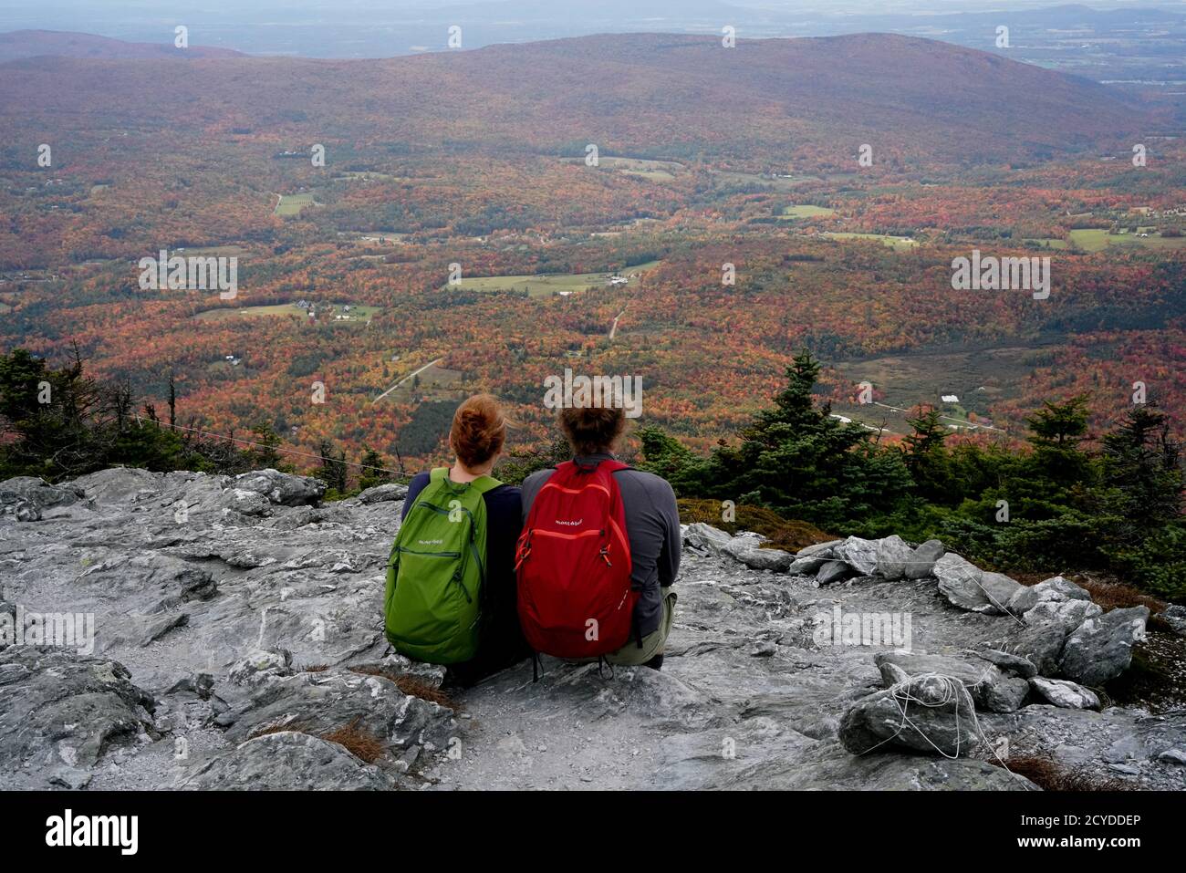 Backpackers on the summit of Mt. Abraham in the Green Mountains ...