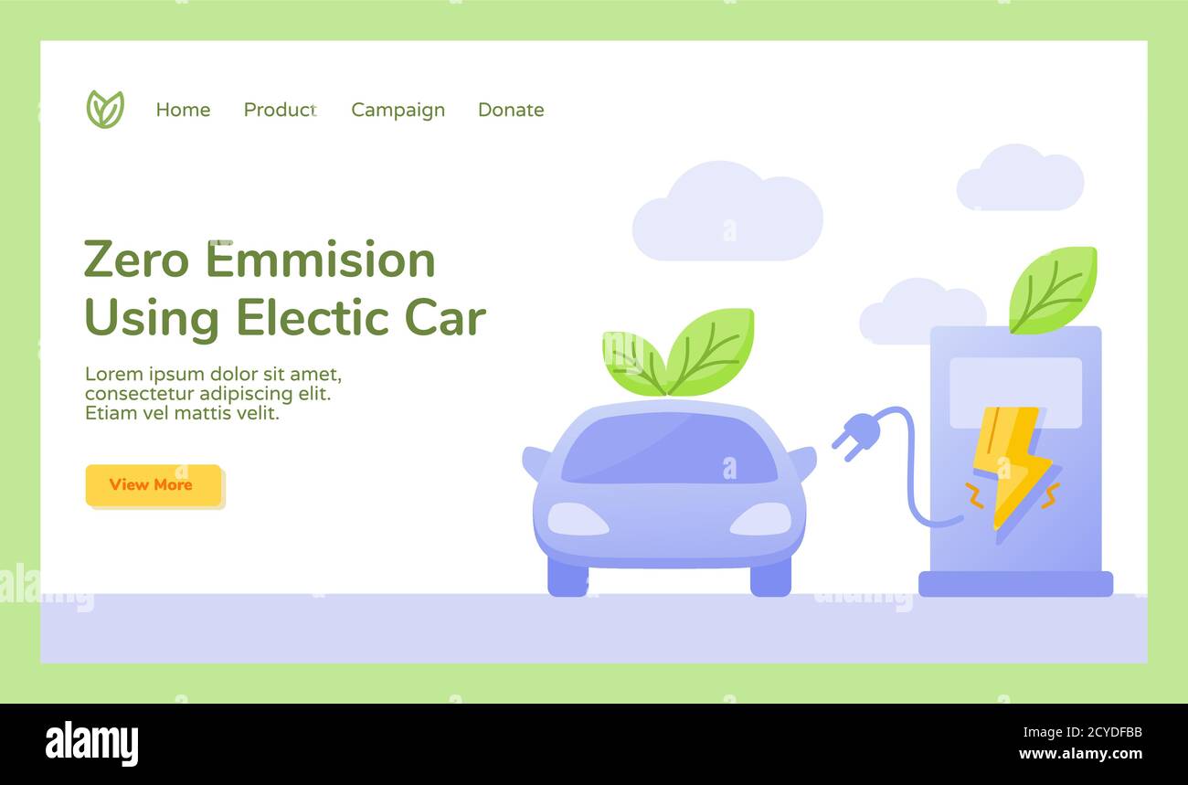 Zero emission using electric car leaf plug charge electricity campaign ...