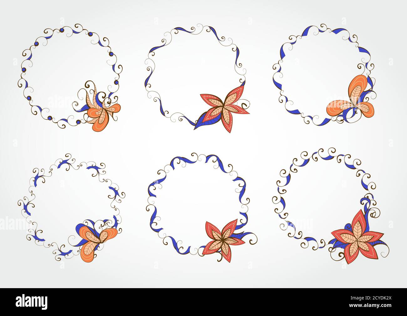 Vector set of floral round frames for your design with place for your ...