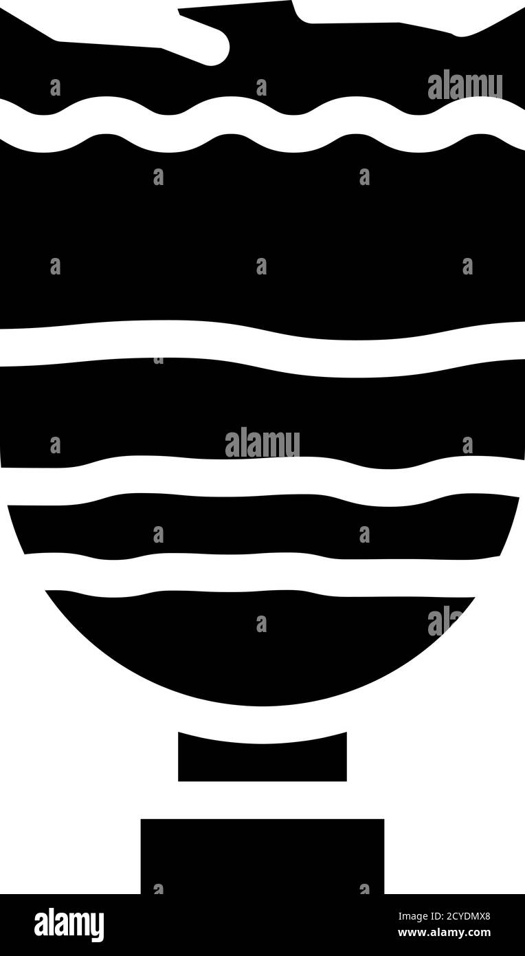 water filtration through sand and coal glyph icon vector illustration ...