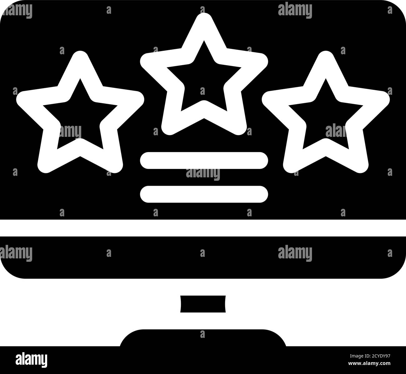 review stars on computer screen glyph icon vector illustration Stock ...
