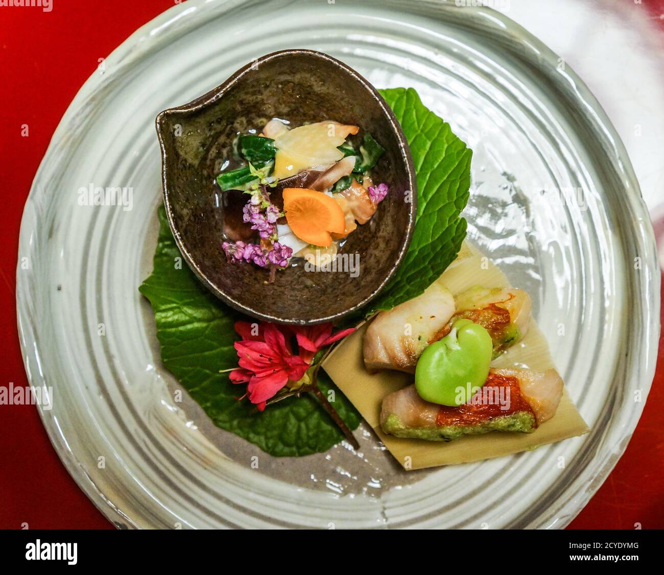 Assorted appetizers, traditional kaiseki food served at a ryokan in ...
