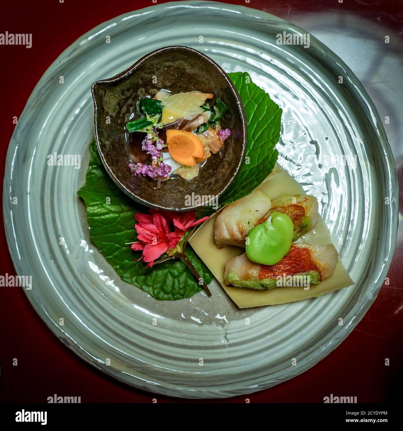 Assorted appetizers, traditional kaiseki food served at a ryokan in ...