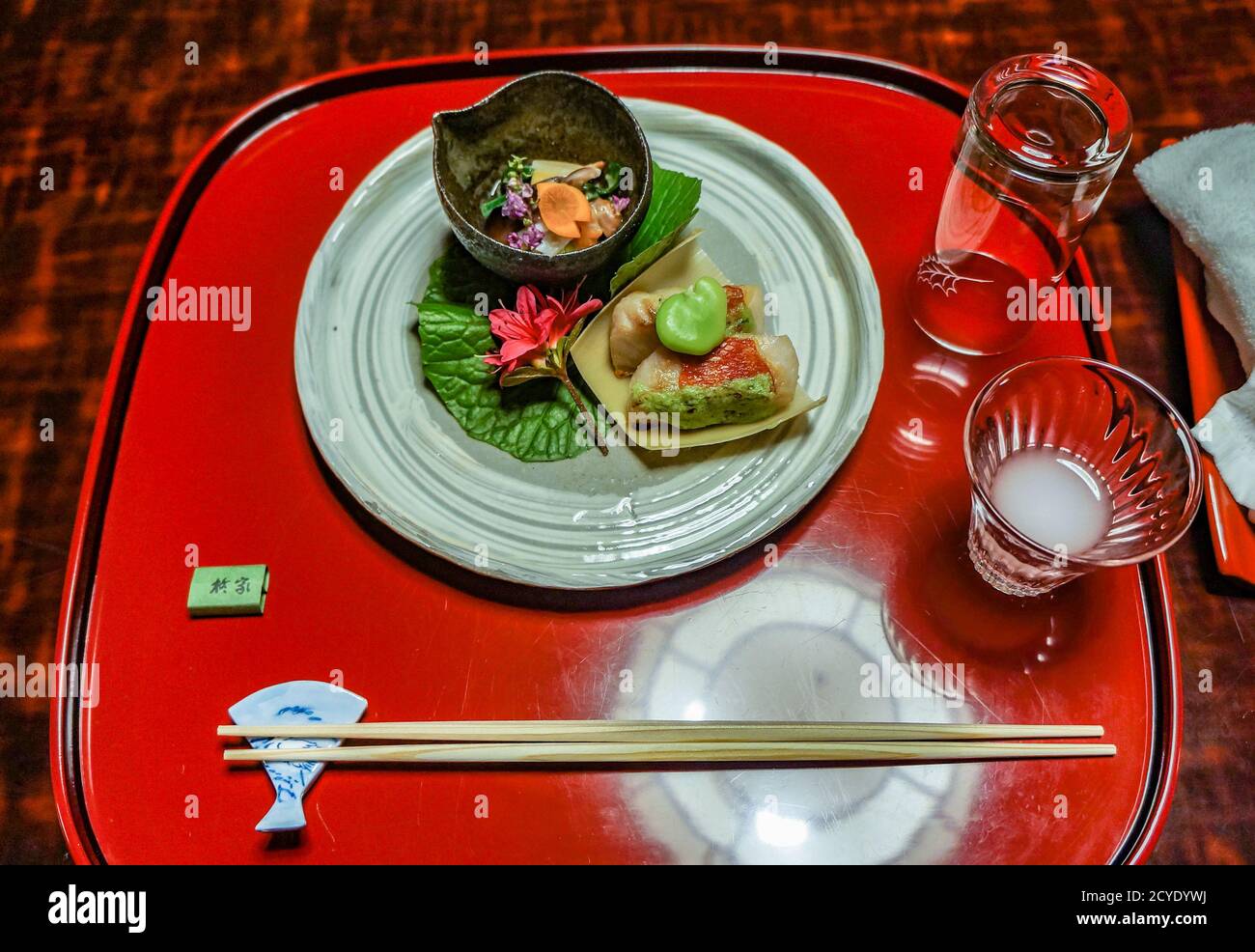 Assorted appetizers, traditional kaiseki food served at a ryokan in ...