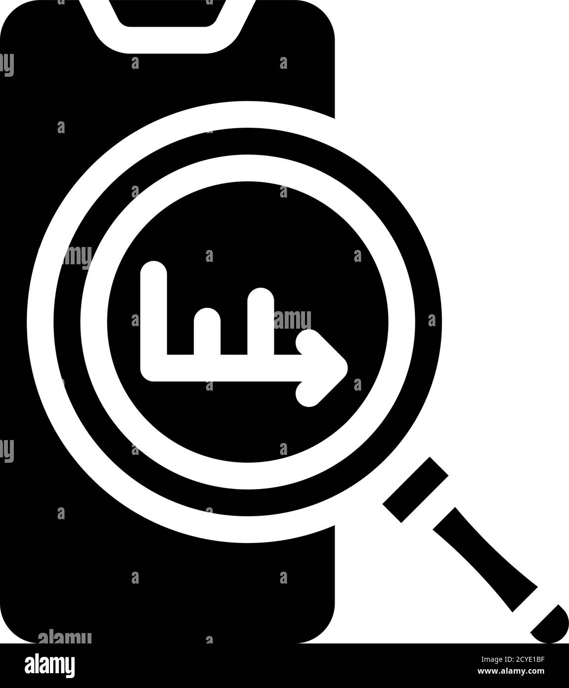 infographic research on mobile screen glyph icon vector illustration ...