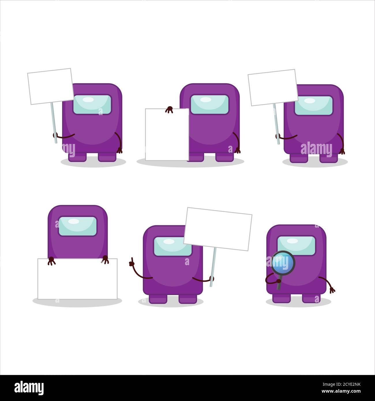 Among us purple cartoon character bring information board Stock Vector ...