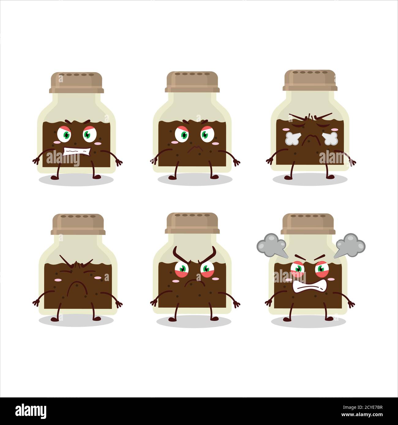 Black pepper bottle cartoon character with various angry expressions ...