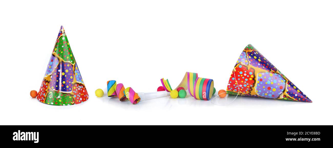 colorful items for event celebration isolated on white background in ...