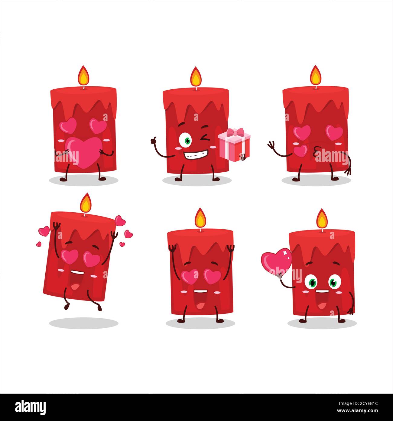 Red candle cartoon character with love cute emoticon Stock Vector Image ...