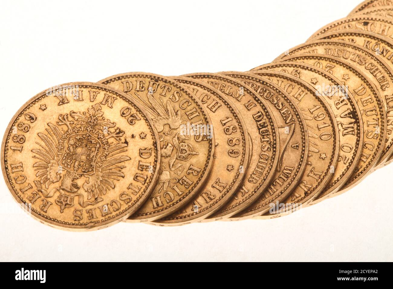 Close up of many ancient german Mark gold coins Stock Photo - Alamy