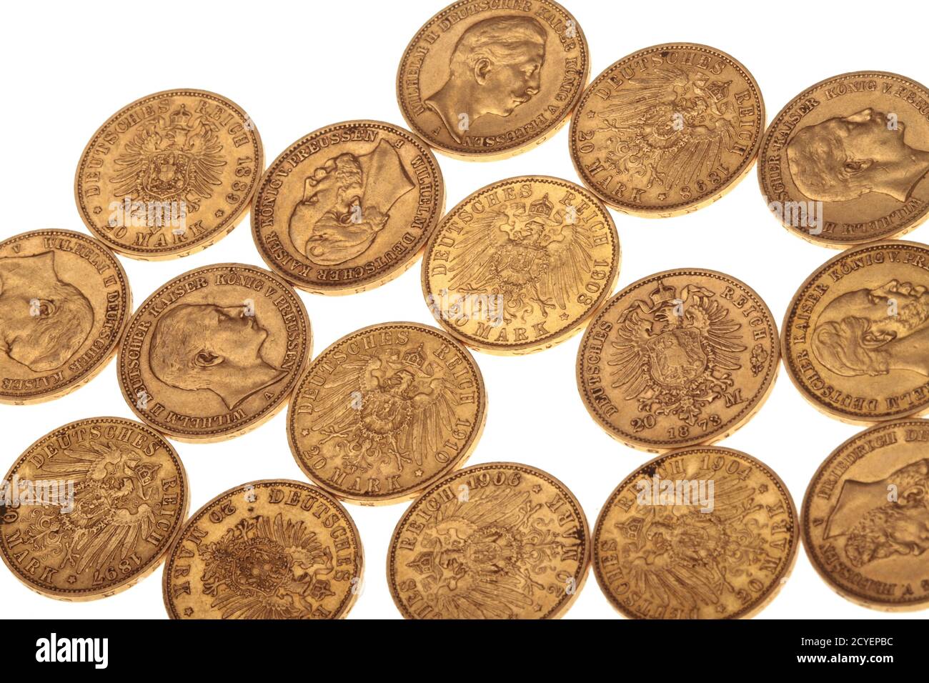 Close up of many ancient german Mark gold coins Stock Photo - Alamy