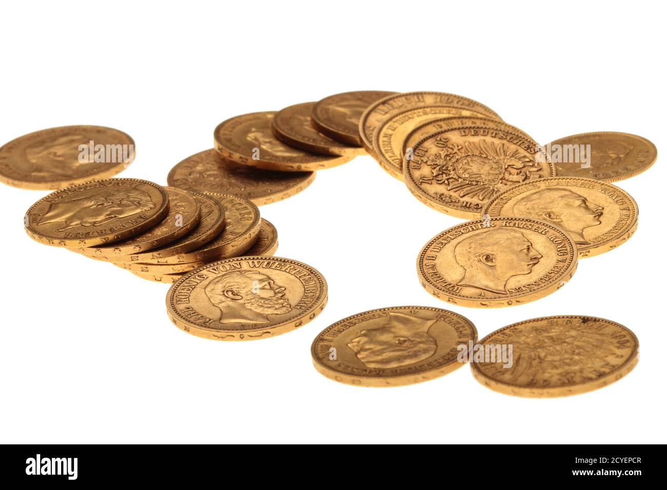 Close up of many ancient german Mark gold coins Stock Photo - Alamy