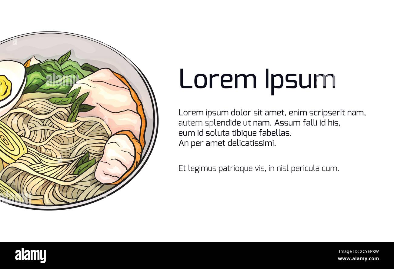 Horizontal banner with color ramen and place for the text on white ...