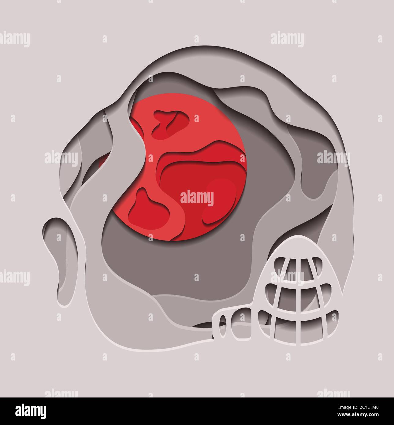 3d illustration of settlement on mars cut out from paper. Space tourism ...