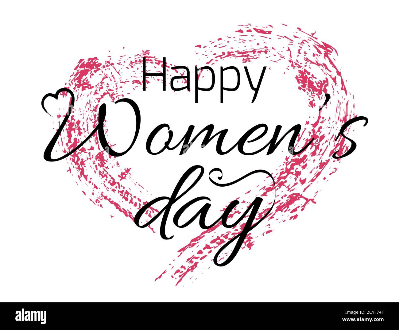 Greeting card for International Womens Day with a grunge heart. March 8 ...