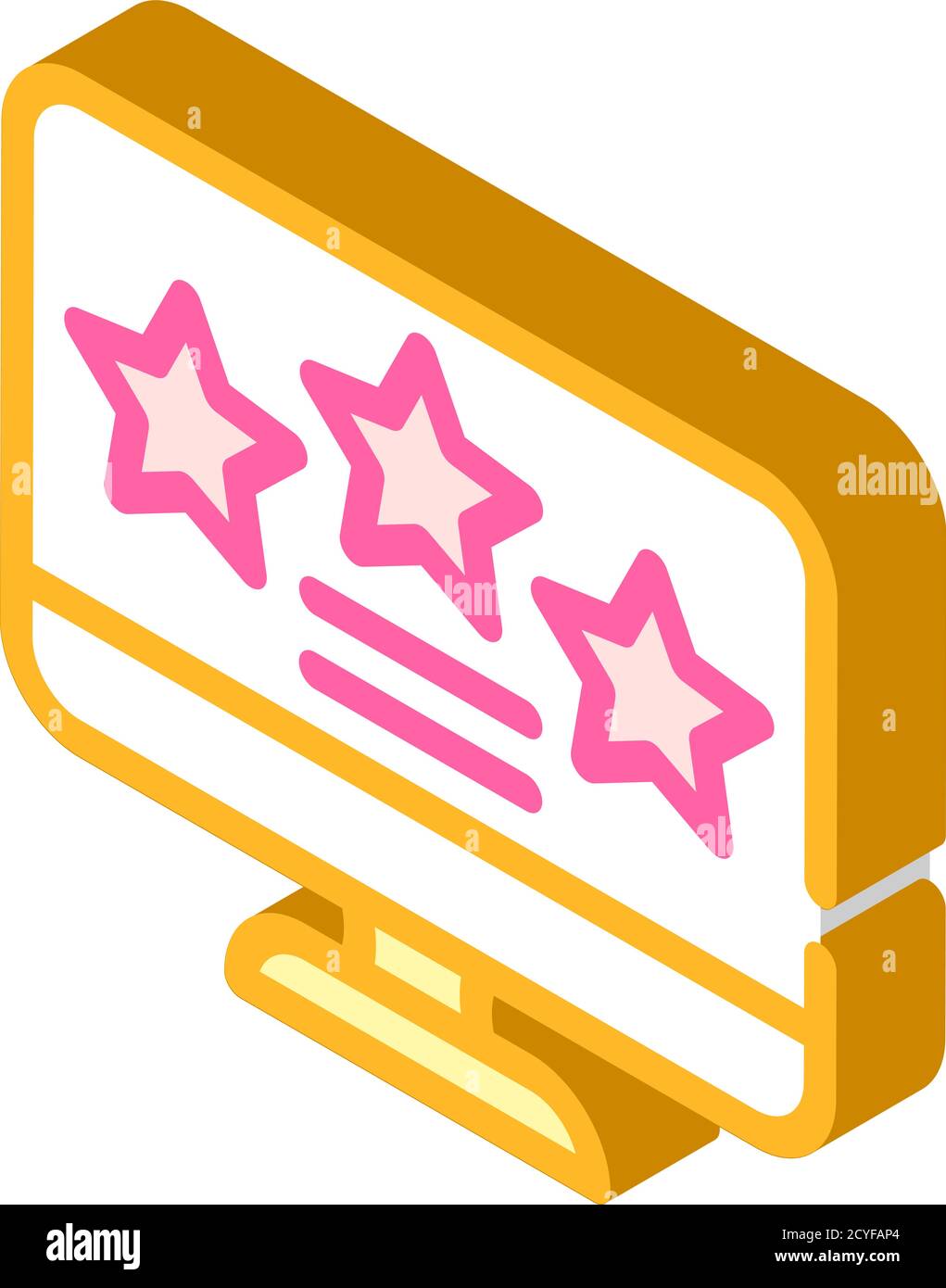 review stars on computer screen isometric icon vector illustration ...