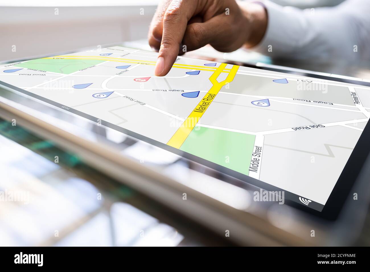 GPS Location Map Online On Tablet Computer Stock Photo - Alamy