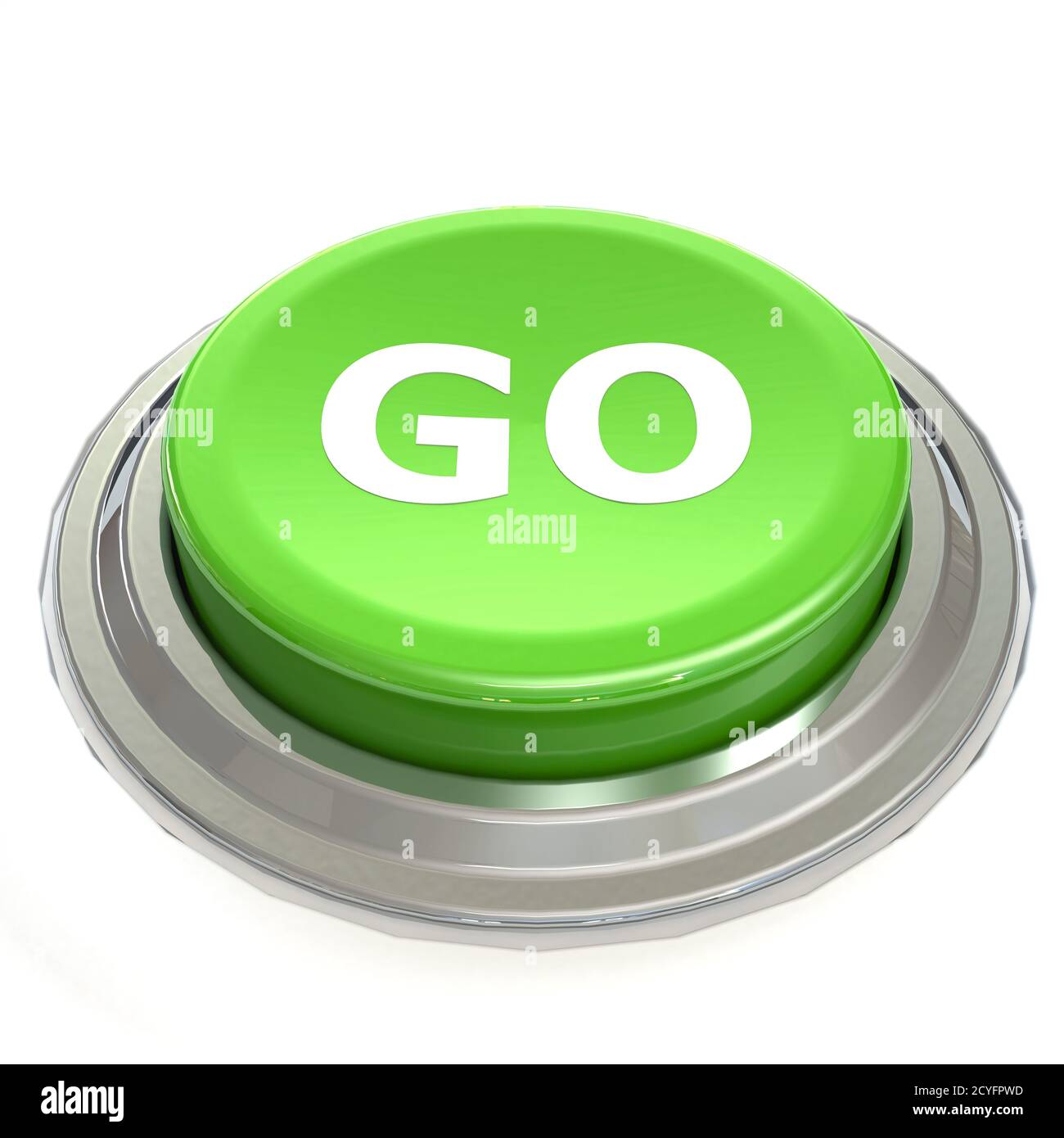 Green go button with metal ring, 3D rendering Stock Photo - Alamy