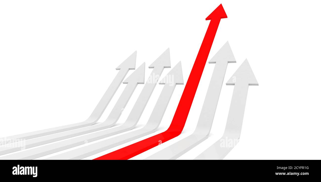 Leading red arrow grow up isolated, 3D rendering Stock Photo - Alamy