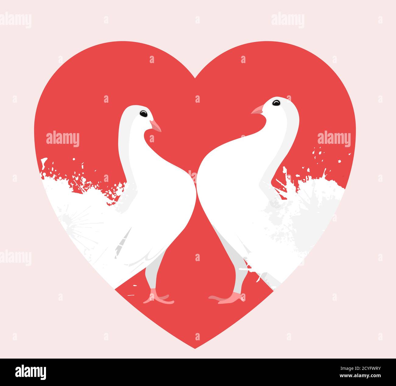 Illustration of white doves in the heart. Lovers. Valentine Day. Vector ...