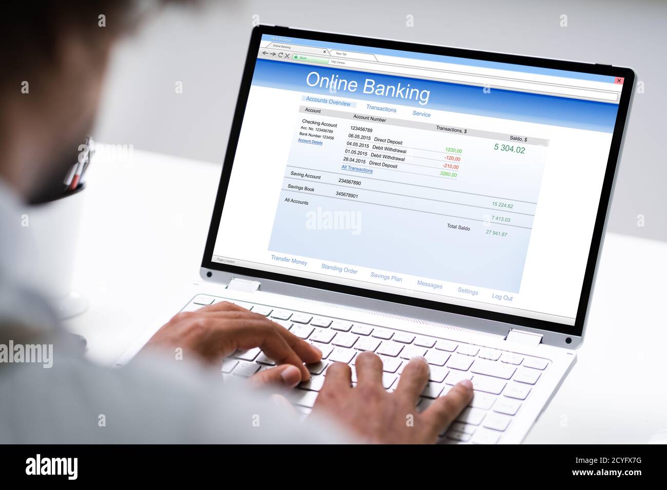 Online Bank Tech On Laptop Computer. E Banking Stock Photo - Alamy