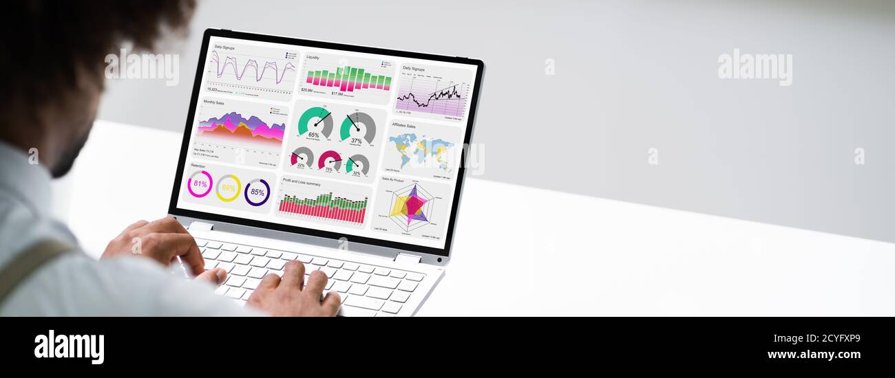 African American Business Man Using Data Analytics Stock Photo - Alamy